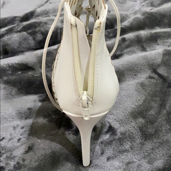 JustFab | Shoes | Just Fab White Lace Up Heels 75 | Poshmark
